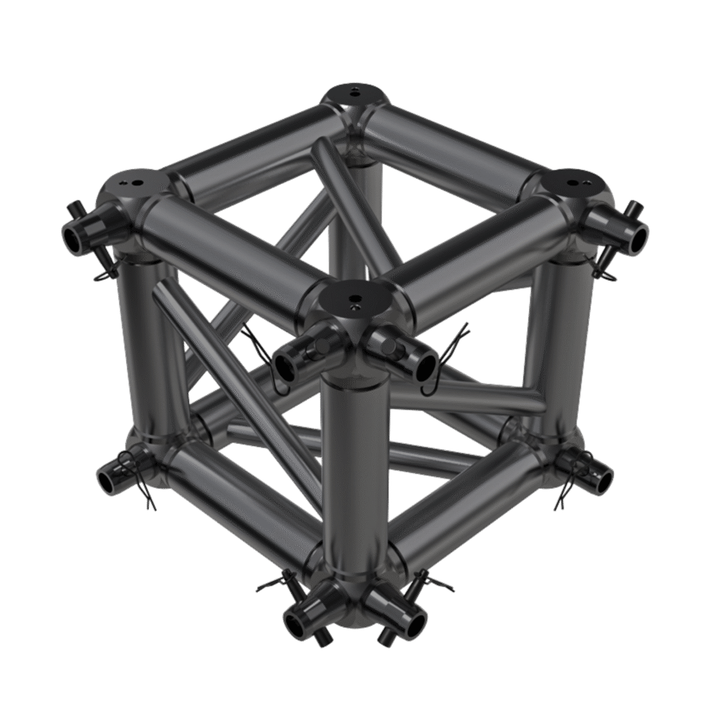 F34 Square Truss 6 Way Black Cube Junction DQ